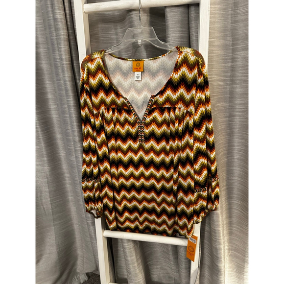 Ruby Rd. | Tops | Ruby Rd Orange Green Black White Chevron Blouse X Nwt ...